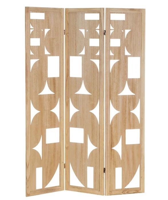 Paravent avec 3 pans en bois MDF et paulownia coloris naturel ...