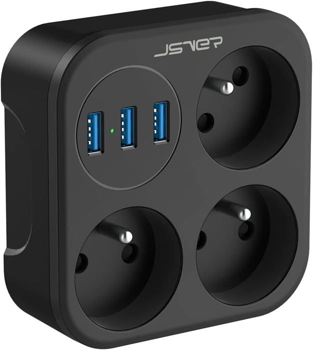 Multiprise Murale Electrique Secteur, 6 En 1 Prise Multiple 3 Prises Et ...