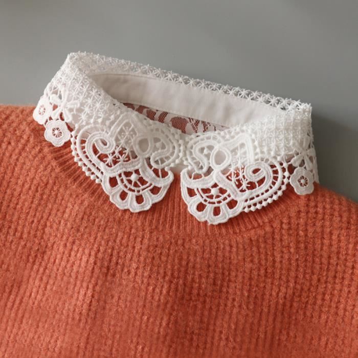 011-02 Encolure 44cm - Faux col brodé pour hommes et femmes, col à ...