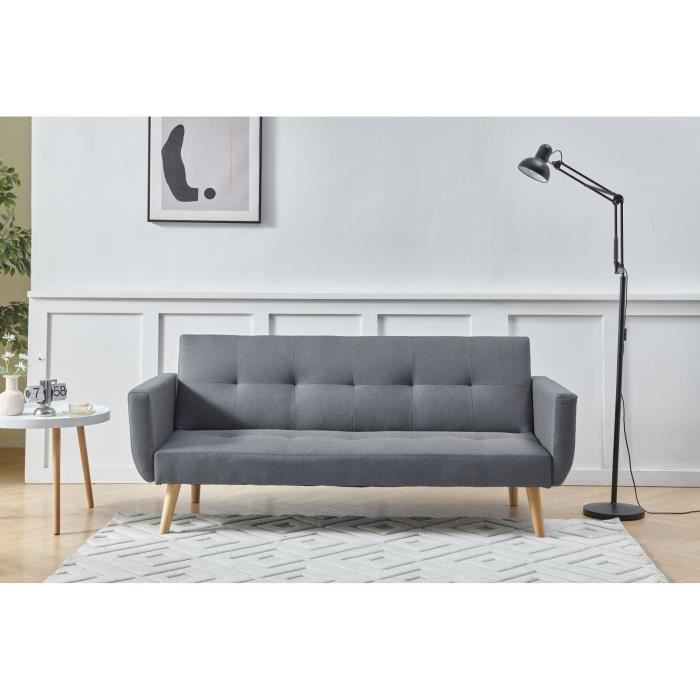 IZZY - Canapé scandinave convertible 3 places - gris - Tissu ...