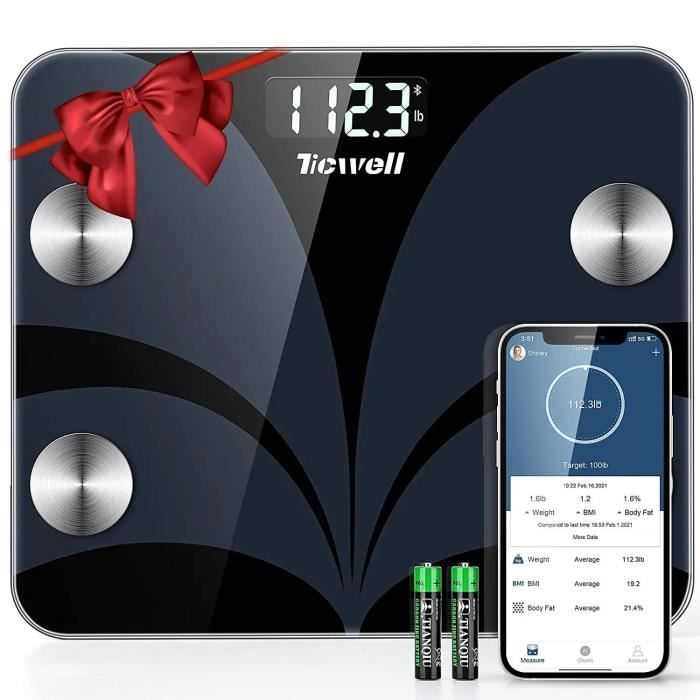 Pèse Personne Impédancemètre, 13 Données Corporelles (BMI-Graisse ...