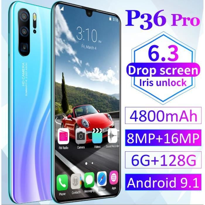 Blanc Version mondiale p36 PRO Android 9.1 Octa Core téléphone portable ...