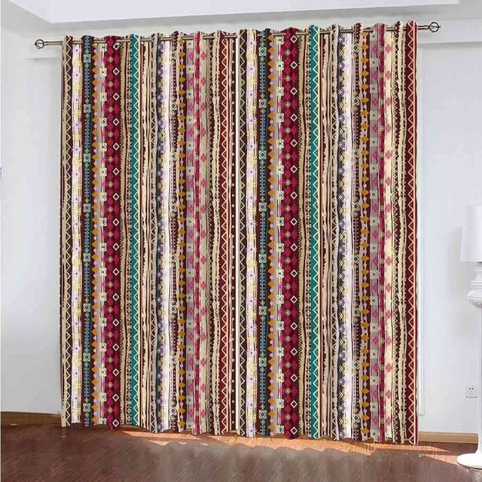 Rideau Salon Occultant Motif Ethnique Isolant Thermique Rideaux à ...