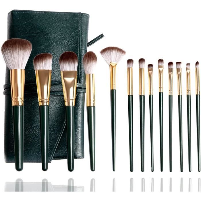 Pinceau Maquillage 14Pcs Set Pinceaux Maquillage Professionnel, Kit Pinceaux Maquillages Vert ...