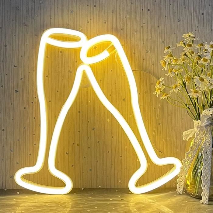 Enseignes Au Néon Un Verre À Cocktail,Enseigne Au Néon Jaune Verre À ...