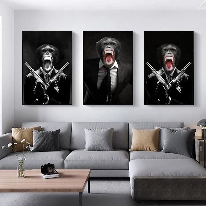 Affiche d’animal Singe en colère singe de portant un costume impression ...