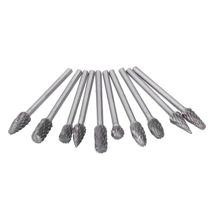 GOTOTOP fraise de meulage 10pcs lime rotative tête de meulage bavure ...