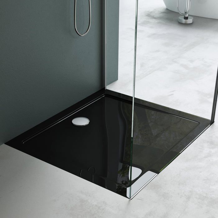 Mai & Mai® Receveur de douche bac à douche 90x100x4cm en acrylique noir ...