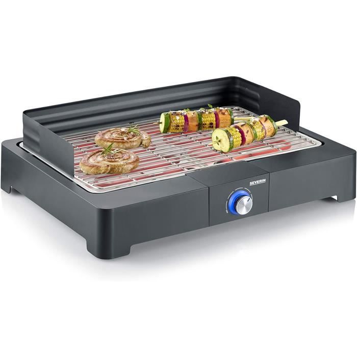 Barbecue Électrique 2 200 W Avec Grille En Inox, Barbecue De Table Avec Pare-Vent Amovible, Ebbq ...