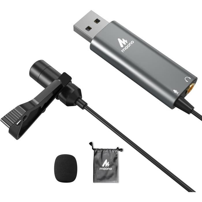 Au-411 Lavalier Usb-A Microphone À Condensateur Électret ...