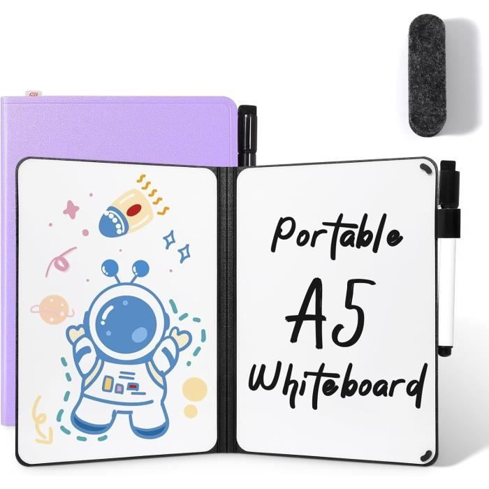AGM Mini tableau blanc A5 double face portable effaçable à sec avec ...