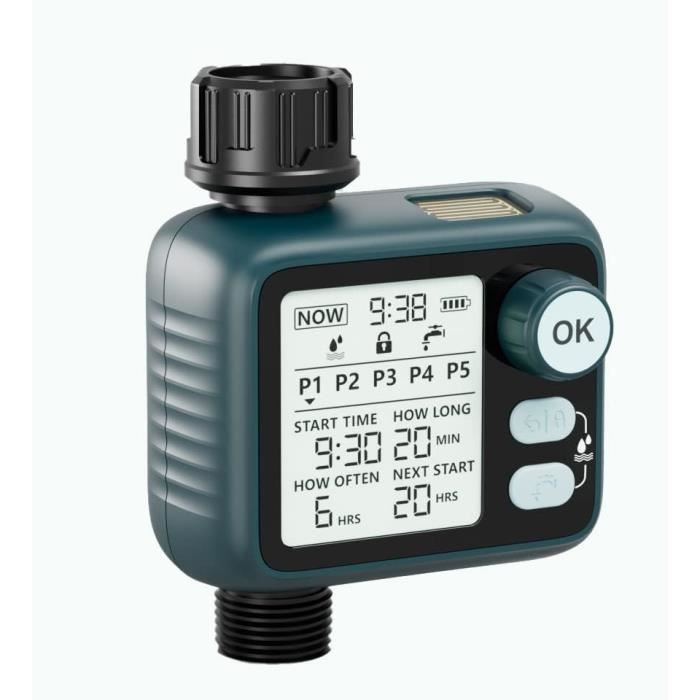 Programmateur Arrosage Automatique Avec Capteur De Pluie, 5 Programmes D'Irrigation Séparés ...