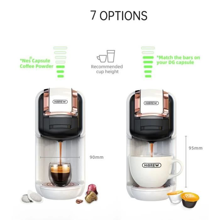Machine à Café Multi Capsules - HiBREW - 5 en 1 - Pression 19 Bars - Arrêt Automatique - Blanc ...