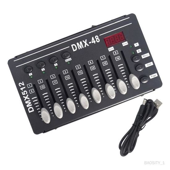 Contrôleur de lumière DMX - DJ - DMX-48 - Aluminium - Portable - Câble ...