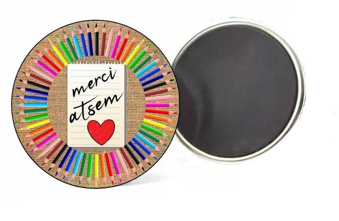 Magnet badge merci atsem crayon idée cadeaux PRÉNOM PERSONNALISÉ… aesh ...
