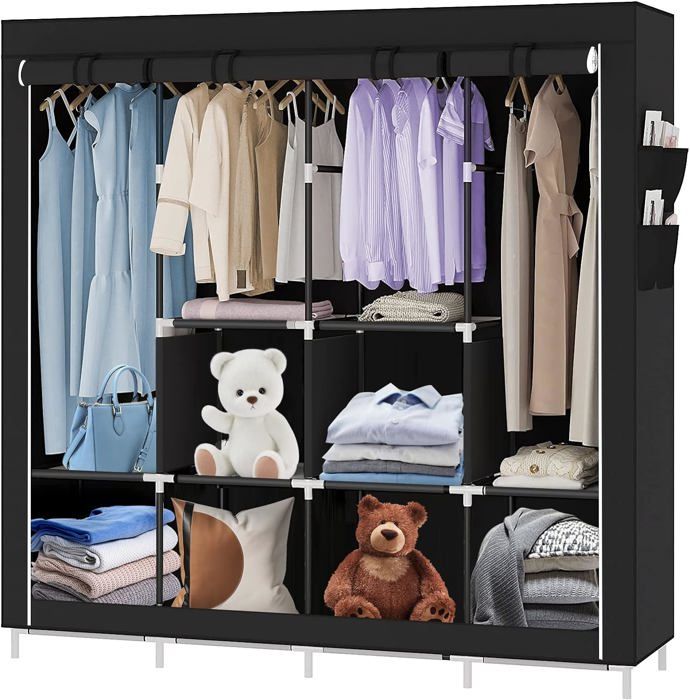 Armoire De Rangement Garde-Robe Pliable En Tissu Intissé Garde-Robe ...