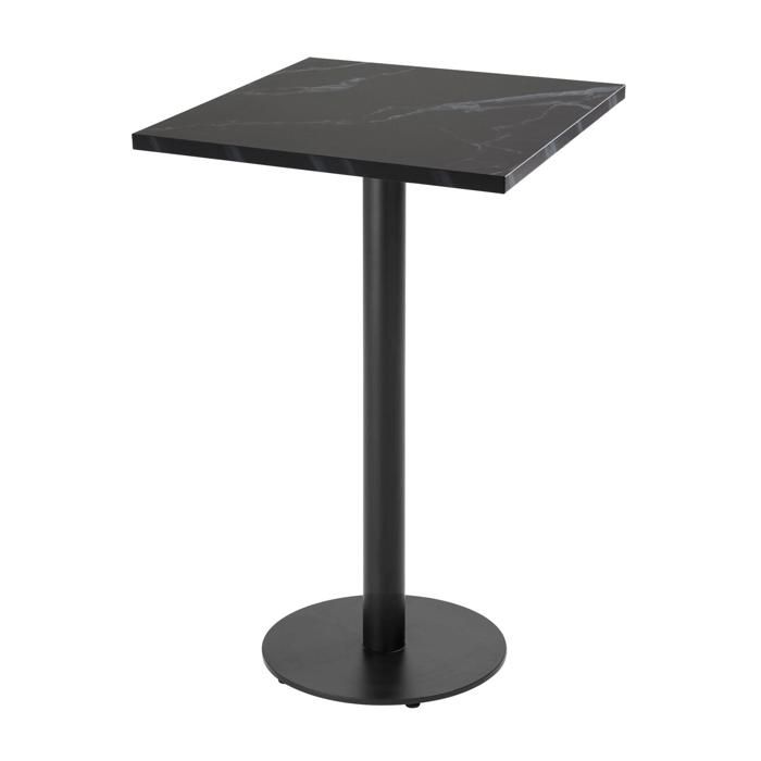 Table haute carrée 60 cm pied noir et revêtement marbre noir - Oviala ...