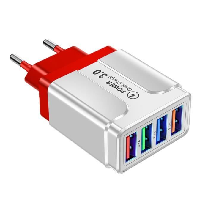 4 Ports Rapide Charge Rapide 3.0 Hub USB Chargeur Mural 3.5A Adaptateur ...