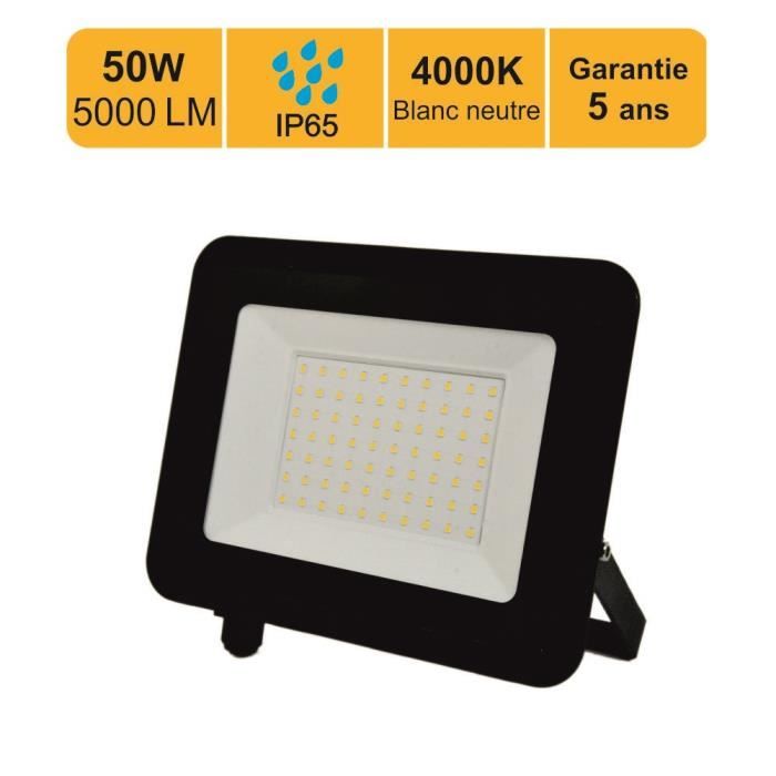 Projecteurs LED 50W (Equiv. 400W) 4000 LM Blanc neutre (4000K) IP65 ...