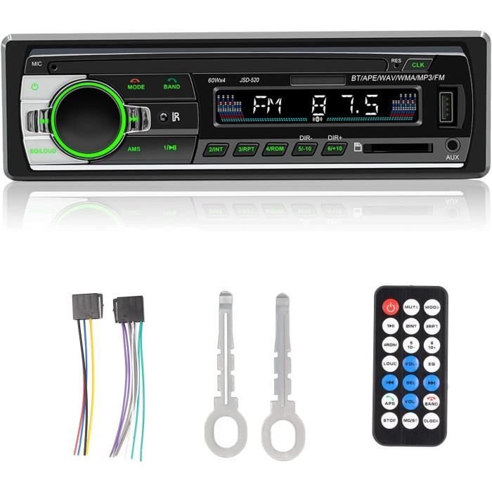 Autoradio Bluetooth, 1 DIN Radio Voiture Récepteur avec Télécommande, Lecteur MP3 WMA FM USB 2.0 ...