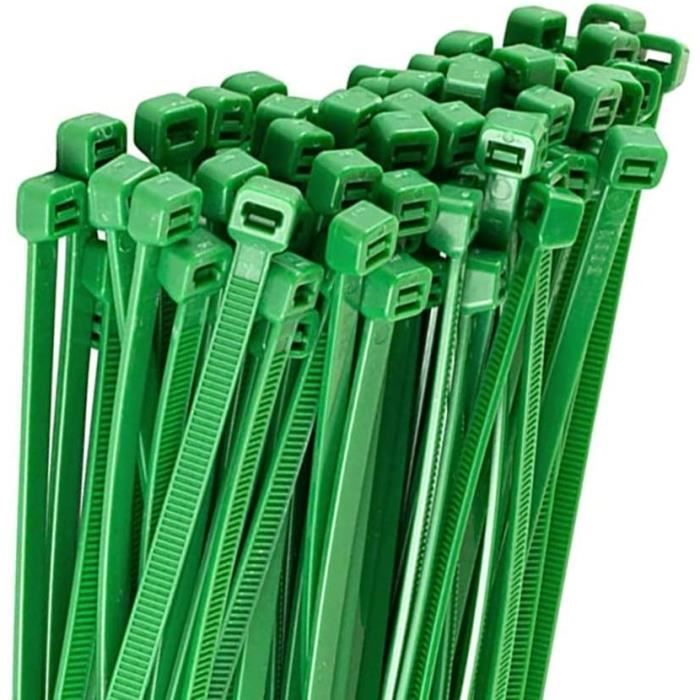 Lot de 100 colliers de serrage en plastique, colliers de serrage verts ...