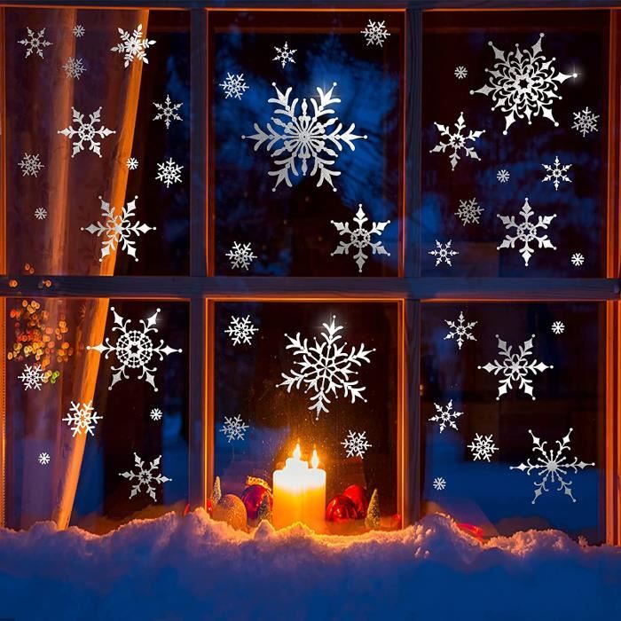Grand Stickers Muraux Flocons de Neige Autocollant Mural Noël ...