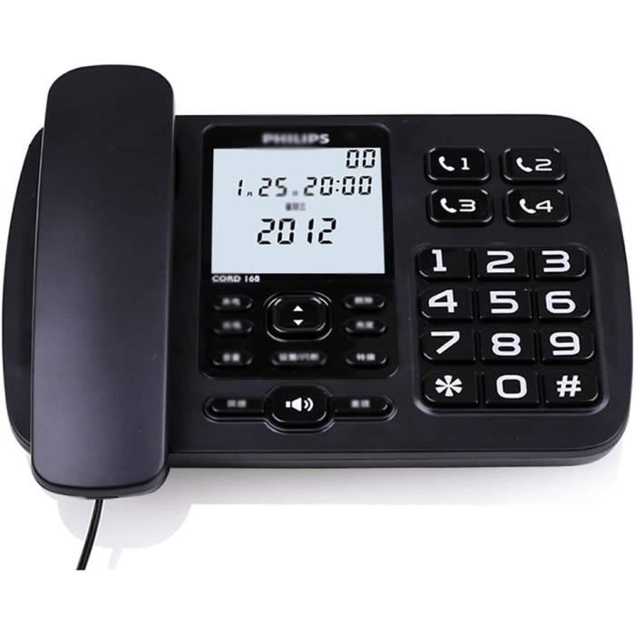 Téléphone domestique sans fil avec grand écran, téléphone fixe, grande ...
