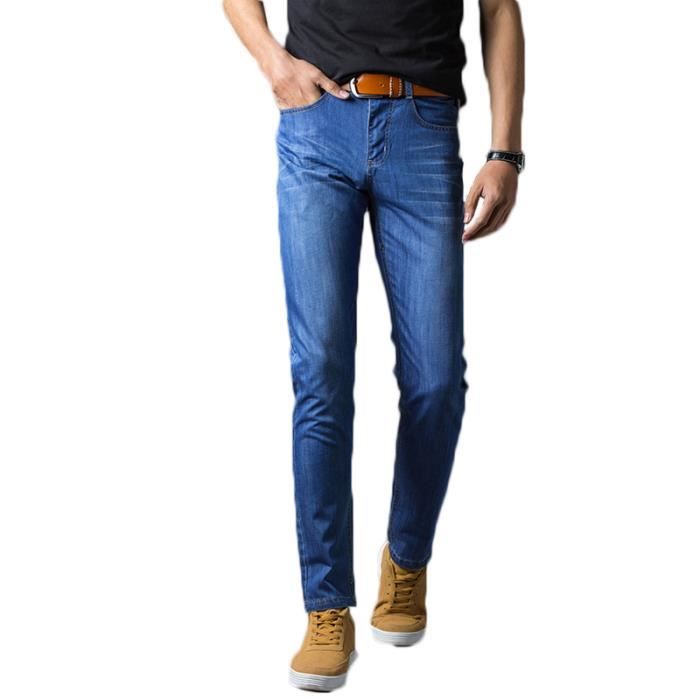 Pantalon En Jeans Homme Délavé Slim Pantalon Denim Homme Stretch Jeans