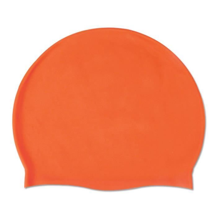 Orange Bonnet de natation en silicone pour enfants imperméable coloré ...