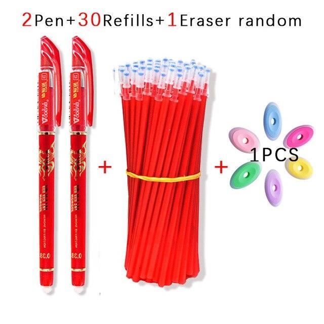 STYLO,33pc red set--Stylo Gel magique effaçable Kawaii, avec poignée ...