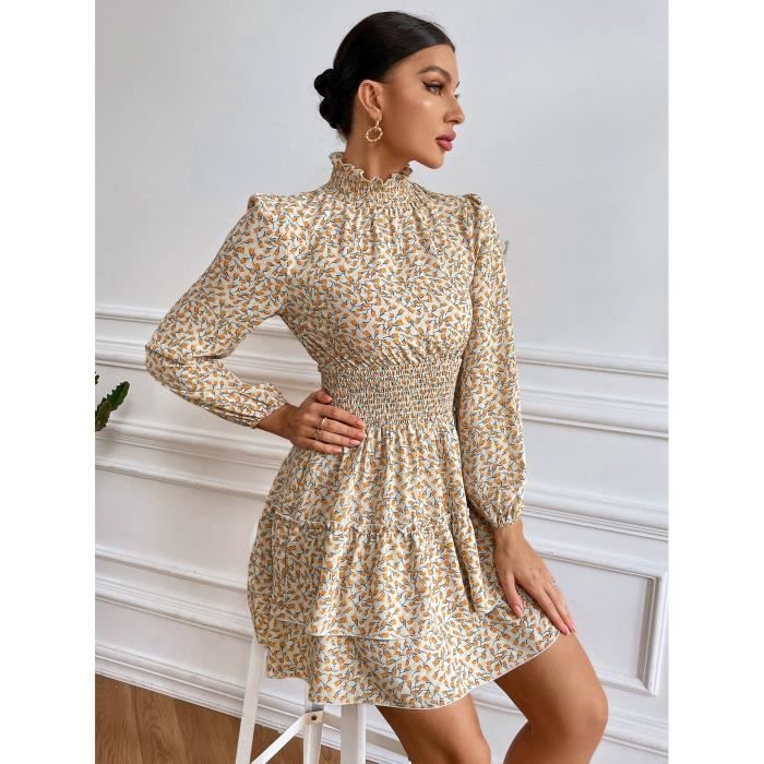 Robe femme chic et elegant Vacances à la plage Motif Floral Manches ...