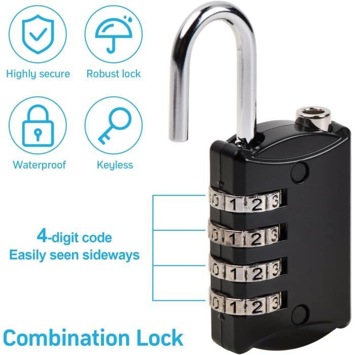 Lot De 6 Cadenas Code 4 Chiffres,Petit Cadenas A Code Cadenas Code Casier,Cadenas À Combinaison ...