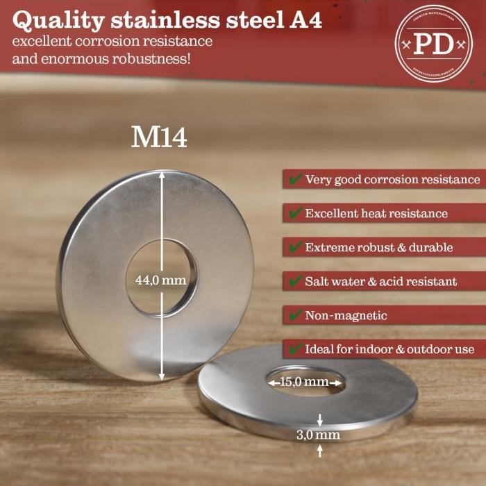 ® Rondelles Metal M14 (Din 9021 - Iso 7093) | Rondelles Plates Acier ...