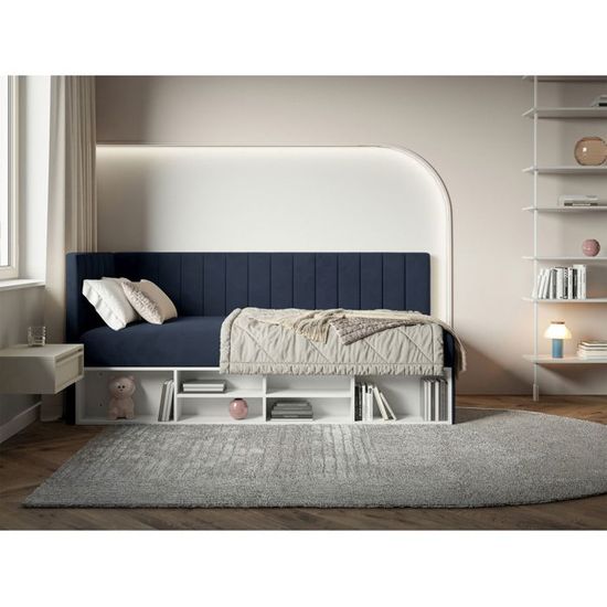 Lit ado avec rangement - VENTRIO - bleu marine - côté gauche ...