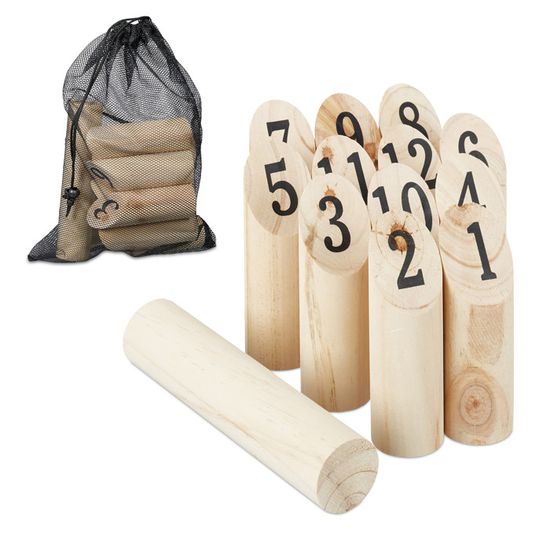 Relaxdays Kubb en bois, jeu de quilles finlandaises, kubbs numérotés, jeu d'extérieur, pour ...