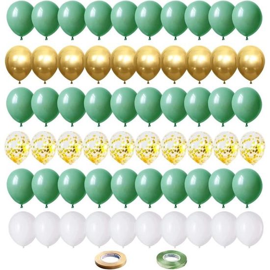 Ballons Vert Olive Or Blanc,60 Pcs 12 Pouces Vert Olive Sauge Ballon Or ...