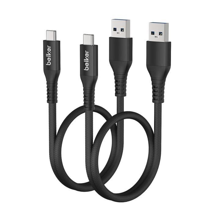 Câble USB C Court 50cm-0.5M [2 pièces] 10Gbps Câble de données USB3.2 ...