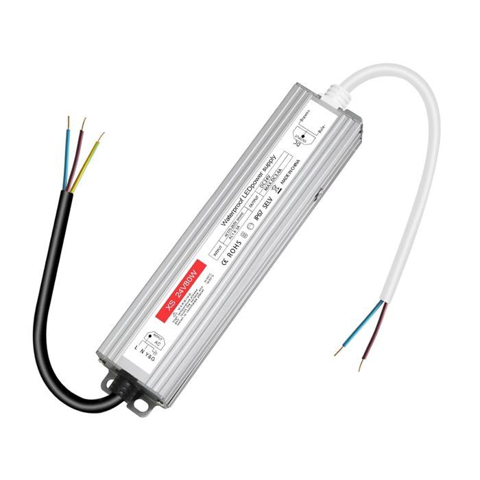 Transformateur 220V 24V LED 80W, alimentation 24v 80w 3.4A, led driver 24v étanche IP67, Transfo ...