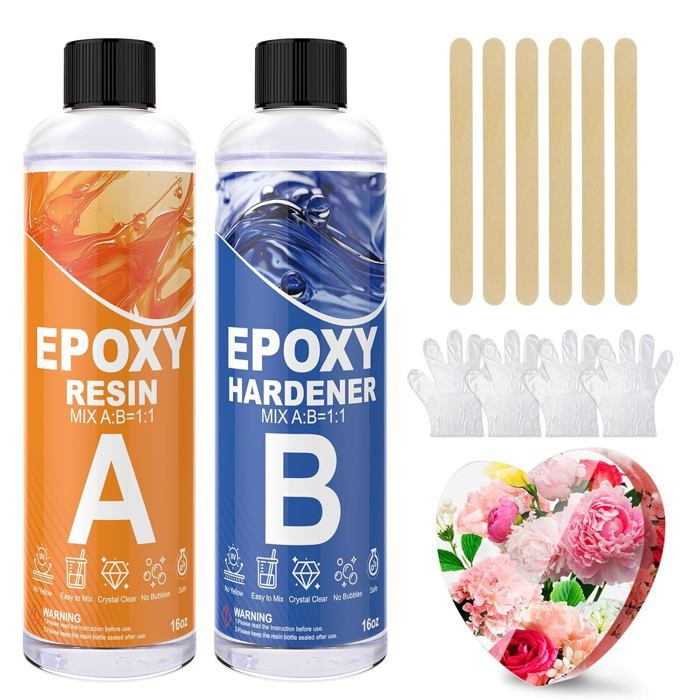 Resine Epoxy Transparente et Durcisseur, 960ml / 32oz Résine époxy ...