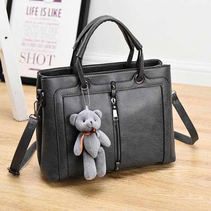 Go4U® Epaule Sac à Main Bandoulière Croisé gris foncé carré PU Femme ...