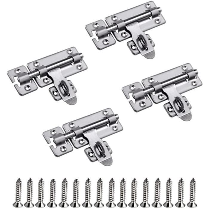 Loquet de Sécurité Verrou 4 Pièces Verrou de Porte Coulissant Loquet ...