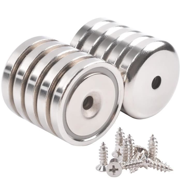 Aimant à Visser Puissant 30kg Aimants Neodyme Super Gros Aimant ...