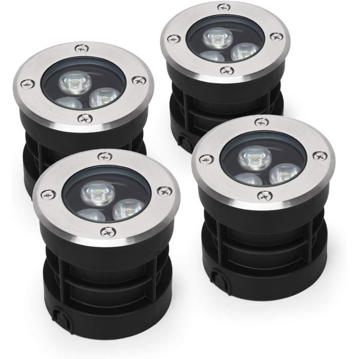 Lot De 4 Spots Encastrables Au Sol à Led 3 W éclairage D Extérieur