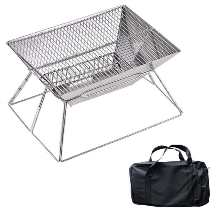Grille de Barbecue Pliable,Barbecue à Charbon en acier inoxydable,gril sur pied, barbecue pour ...