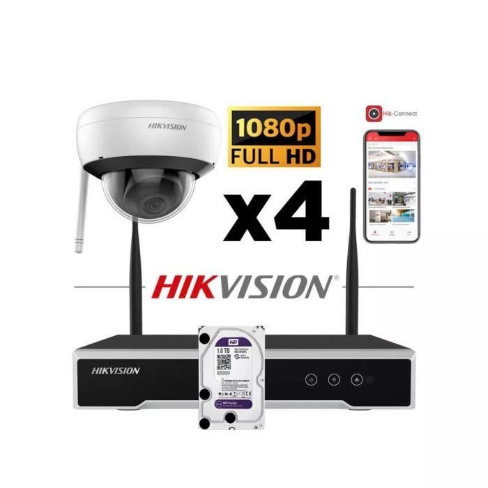 Kit IP Wi-Fi HIKVISION 4 Caméras Bullet Fixe 2MP IR 30m + 1 NVR Wi-Fi 4 ...
