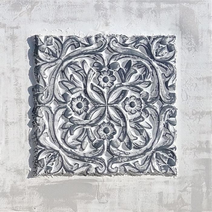 ARABESQUE Tableau en relief 60x60 cm Gris - Cdiscount Maison