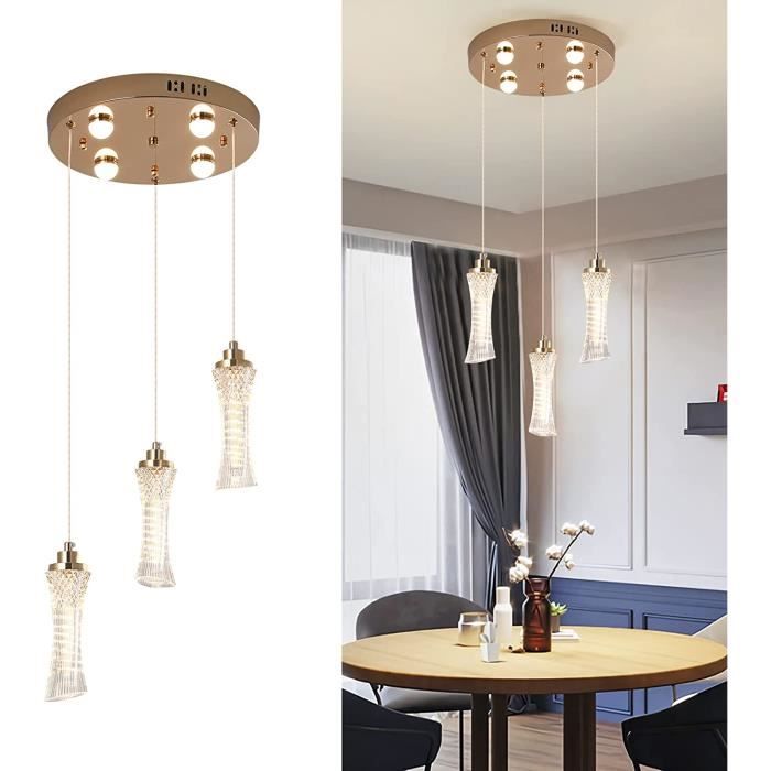 Suspension LED GANEED - Moderne - 3 lumières - Or - Salle à manger ...