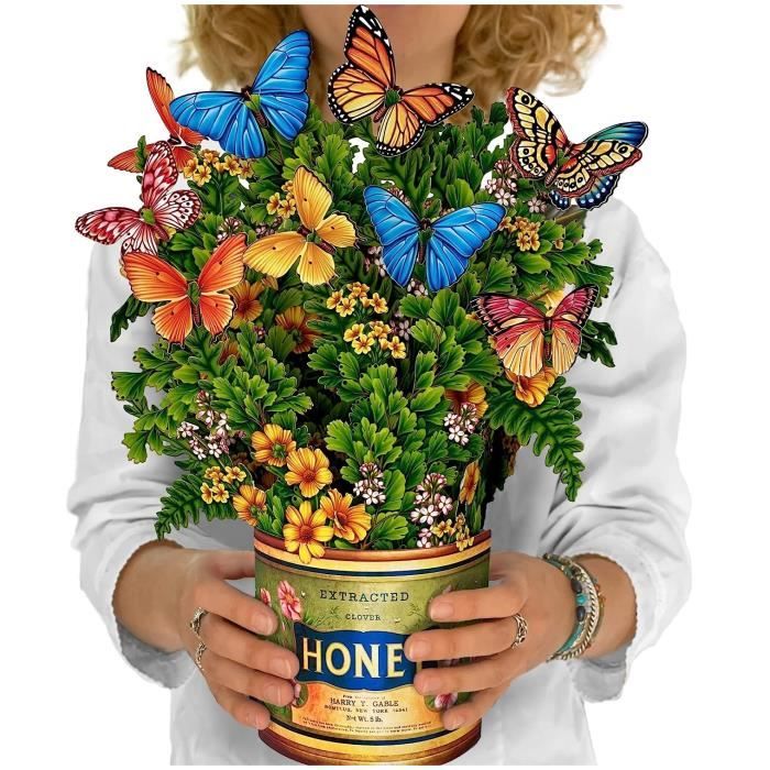 Carte de vœux pop-up 3D en forme de bouquet de fleurs avec carte de ...