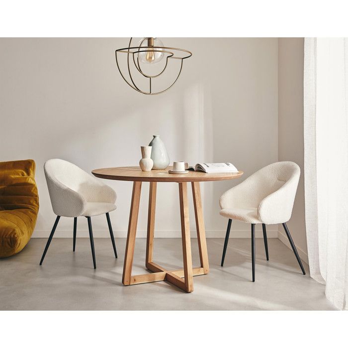 Estrella - table à manger ronde - effet bois - 4 personnes - Bois ...