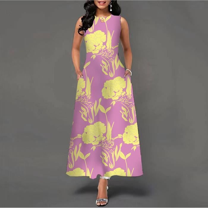 Robes de style Boho - Élégantes - Sans manches - Col en V - Imprimé ...